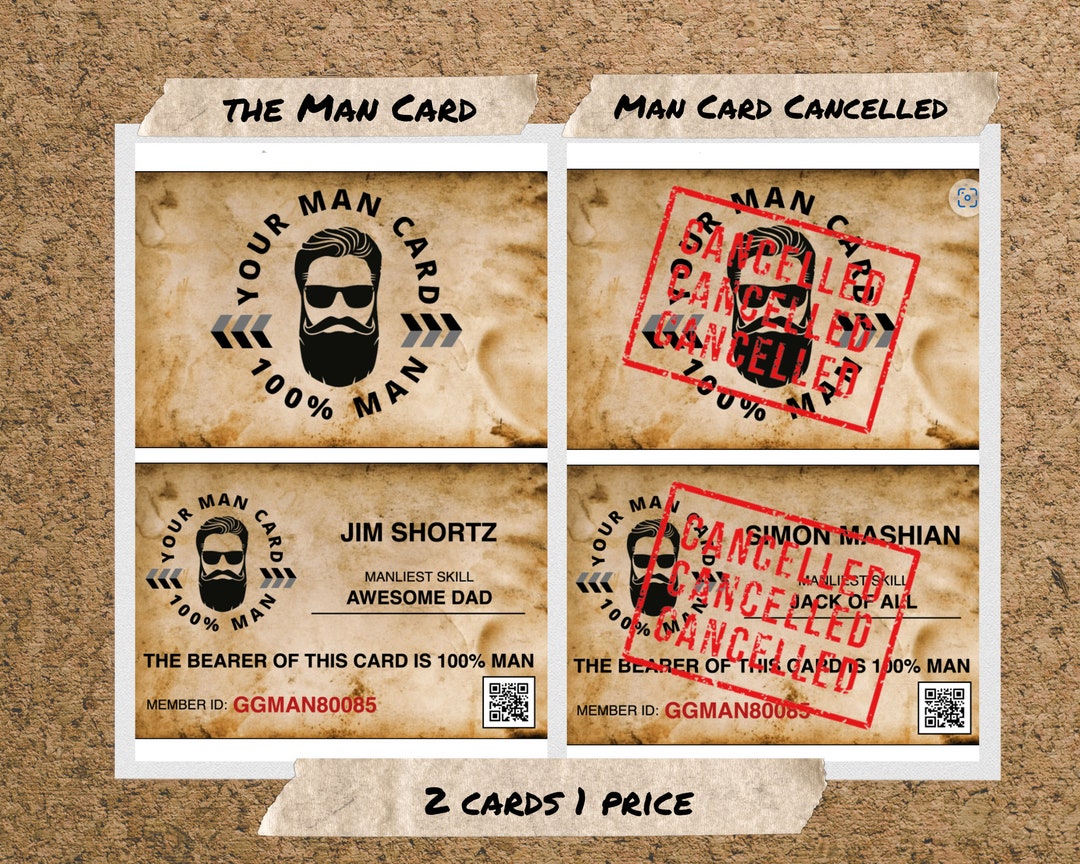 Your Man Card and Your Man Card Canceled - Personalized Man Card Set ...