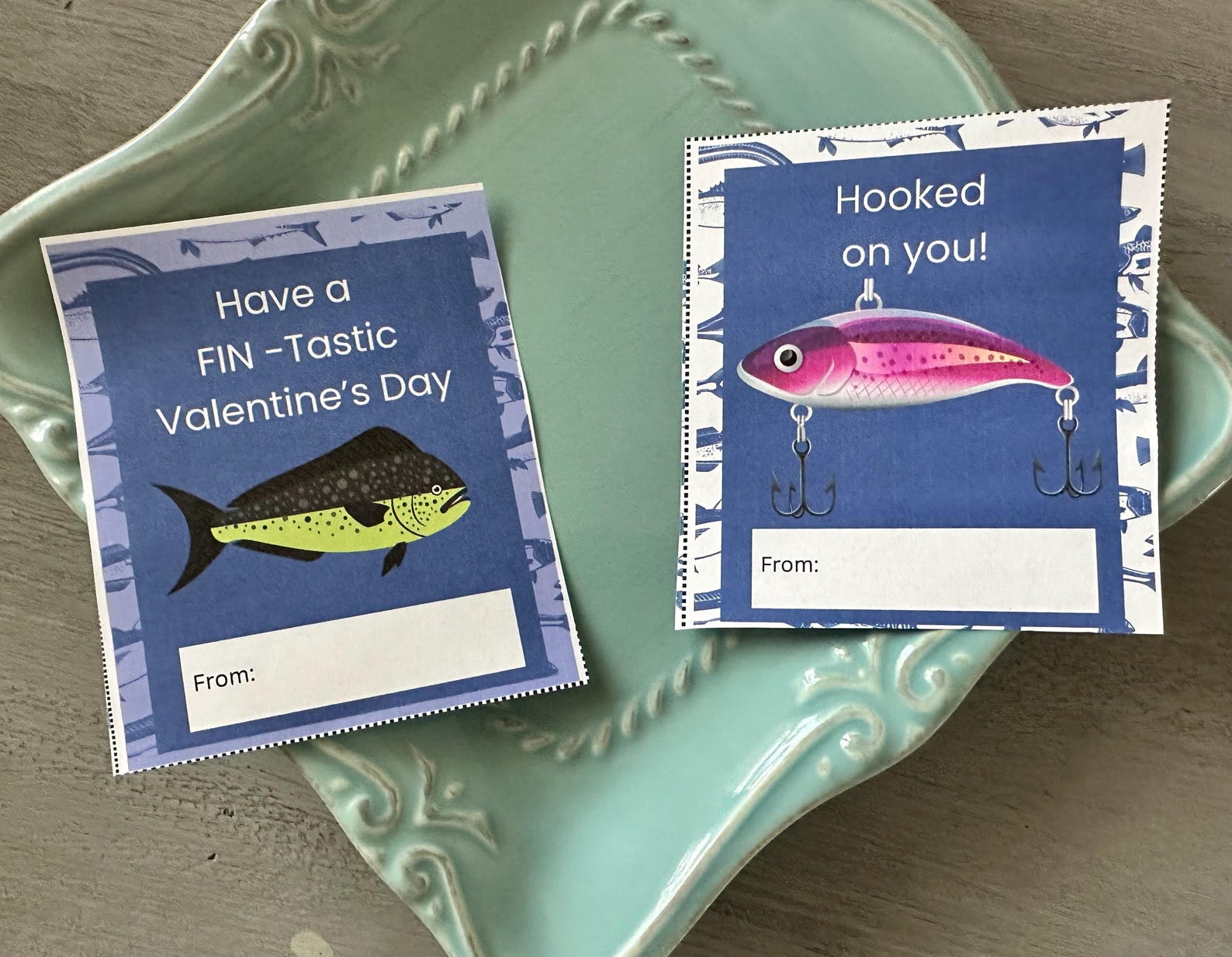 Fishing Valentine Cards for Kids – Kindergarten Classroom Valentines ...