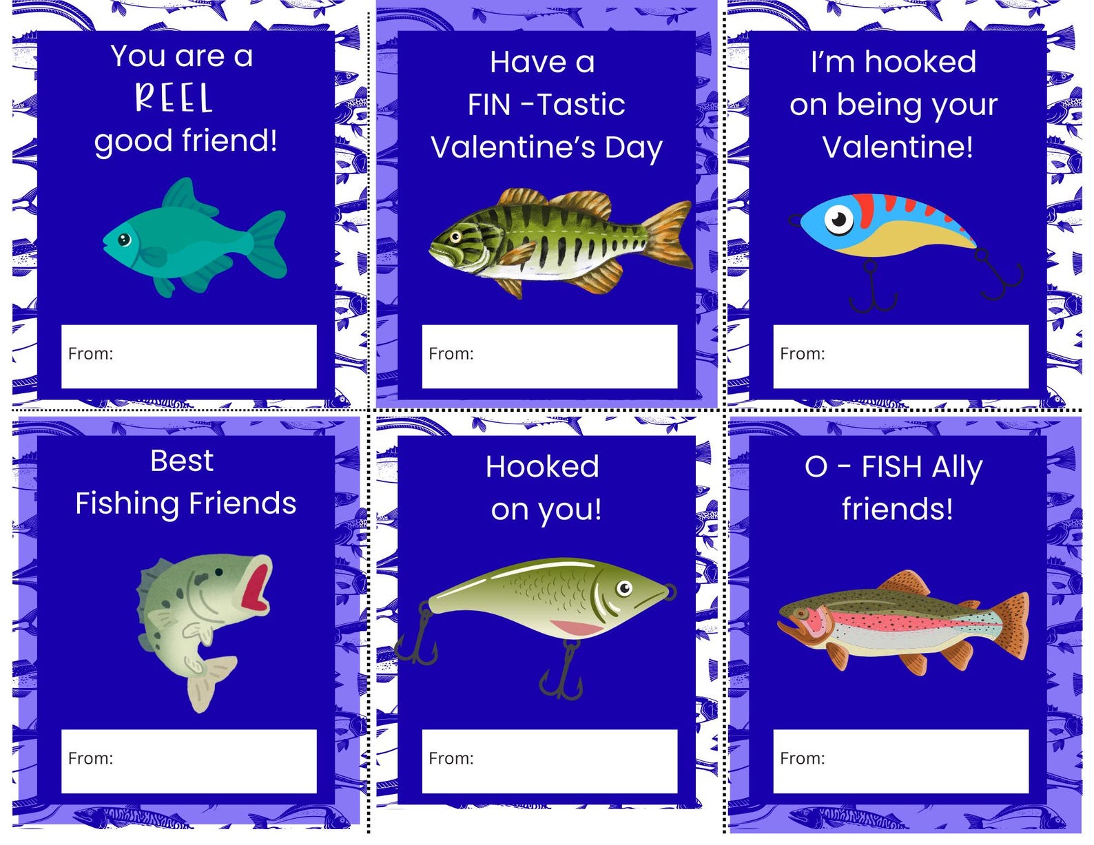 Fishing Valentine Cards for Kids – Kindergarten Classroom Valentines ...