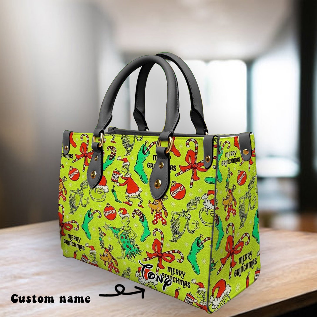 Grinch Christmas Leather Bag Grinch Lover Handbag Custom - Etsy