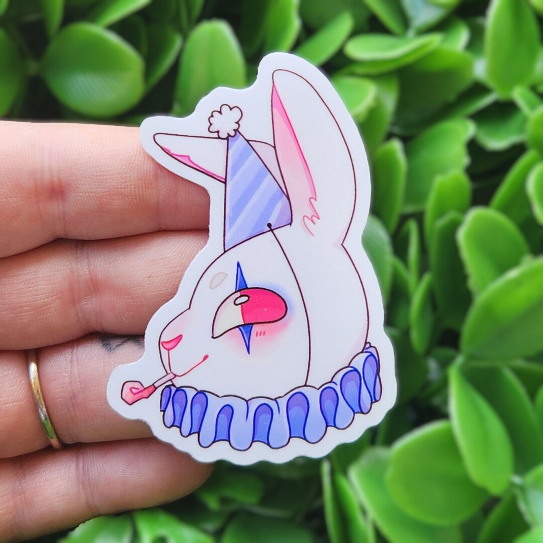 Bunny Clown Glossy Vinyl Sticker - Etsy