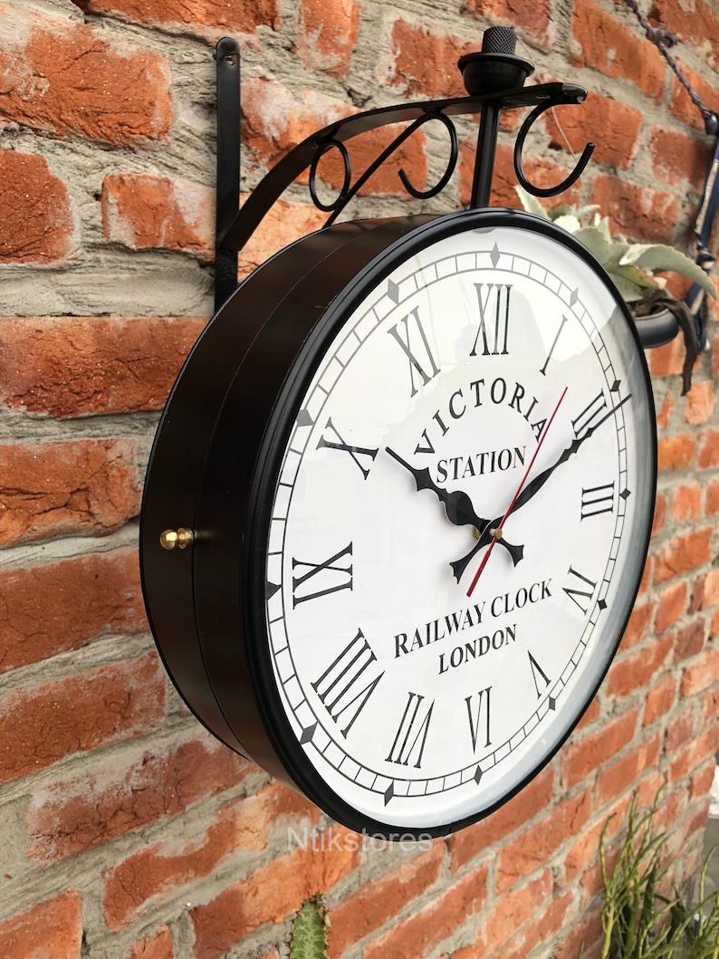 Double Sided Railway Clock: Victoria London Station, Antique Black ...