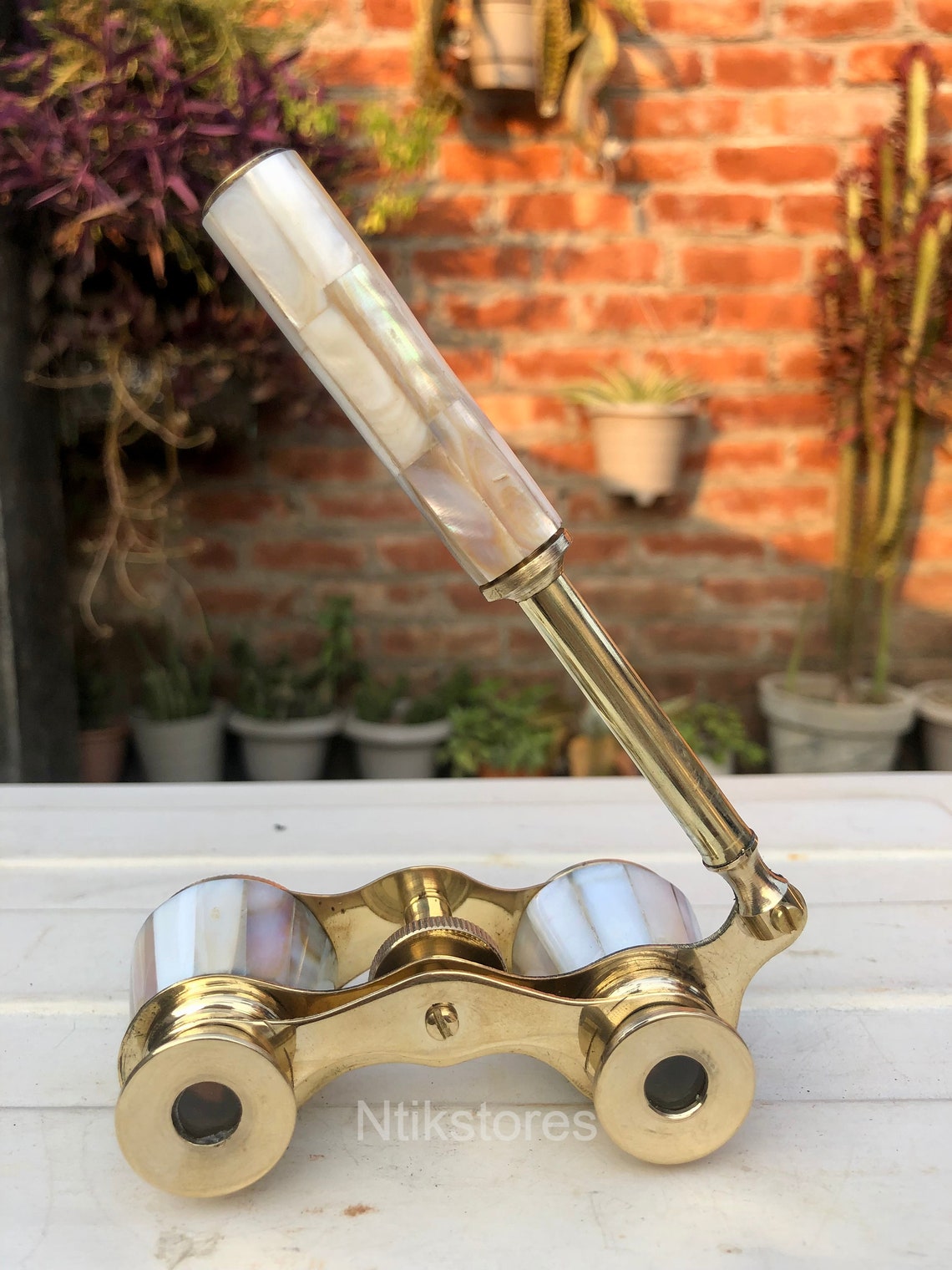 Antique Brass Opera Glasses: Mother of Pearl Handle, Vintage Spyglass ...
