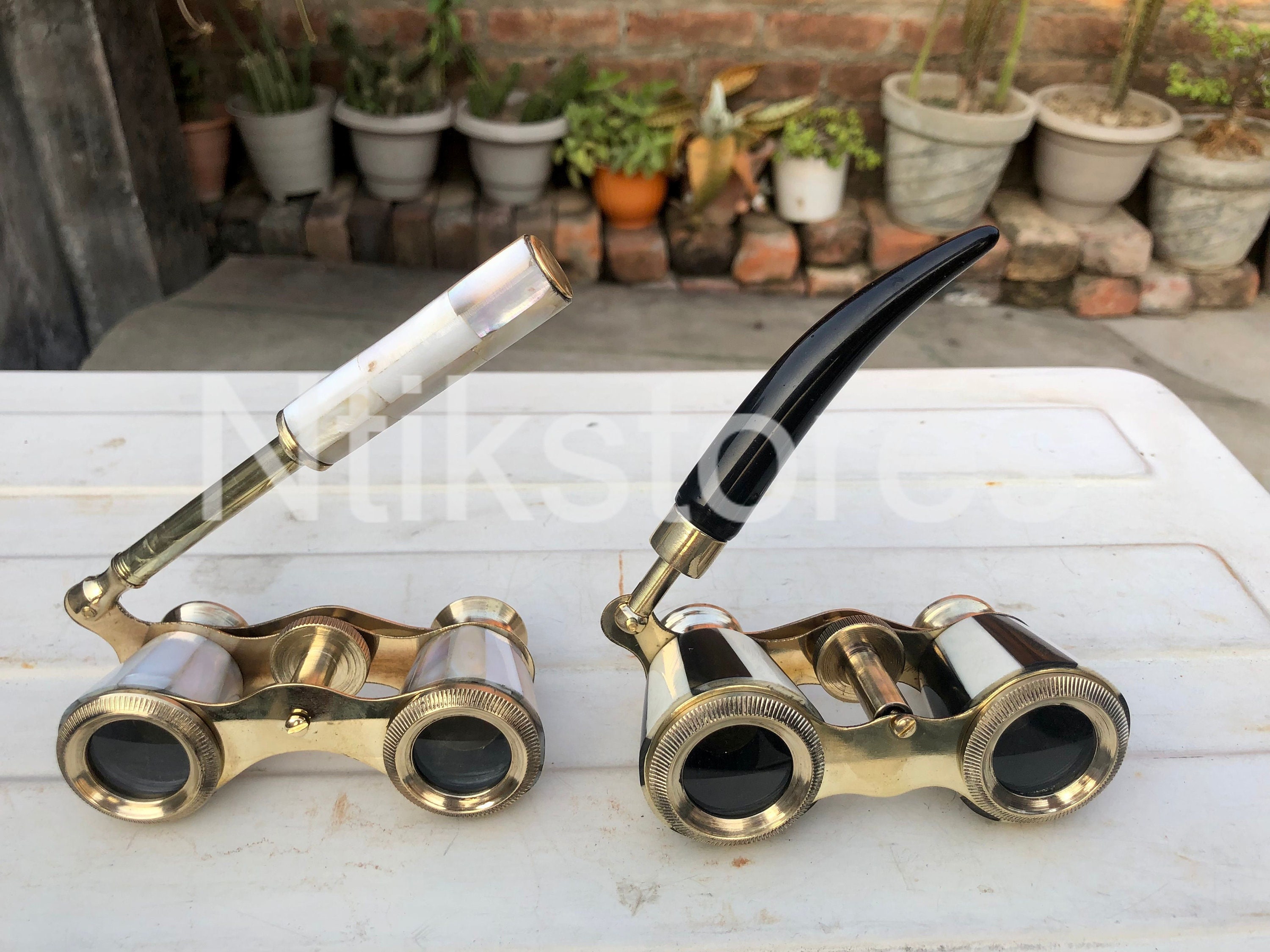 Antique Brass Opera Glasses Mother of Pearl & Handle Brass - Etsy