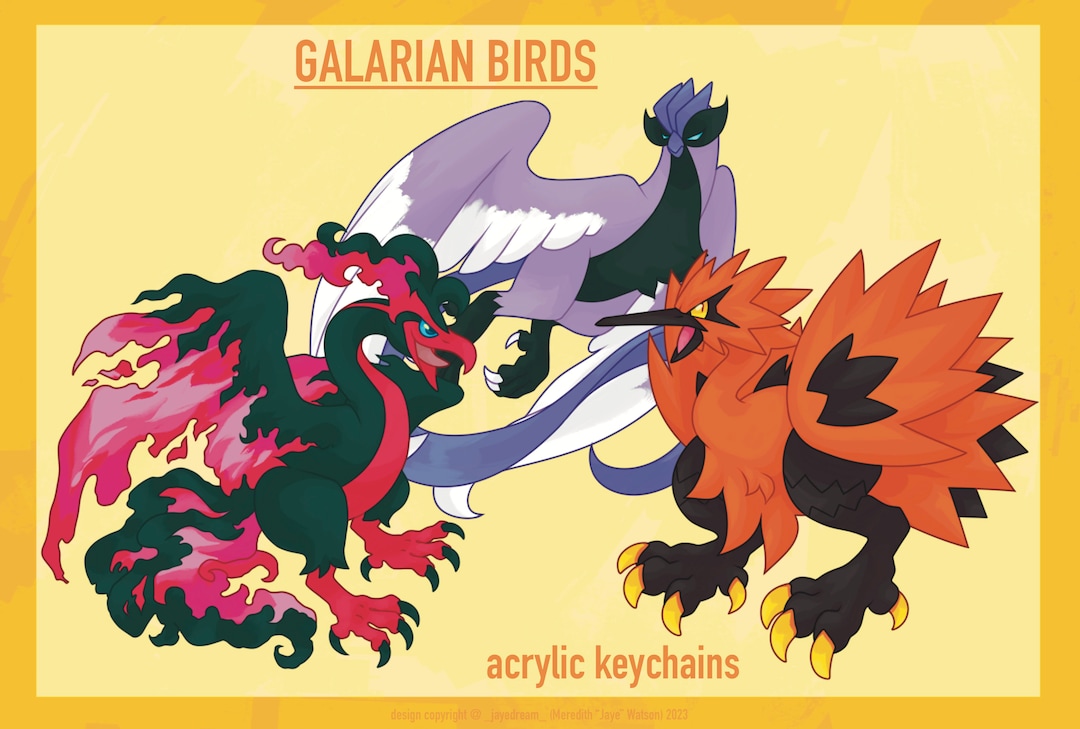 3” Galar Region Legendary Bird Pokémon Acrylic Keychain Charms ...