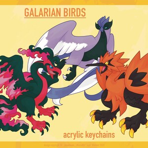 3” Galar Region Legendary Bird Pokémon Acrylic Keychain Charms ...