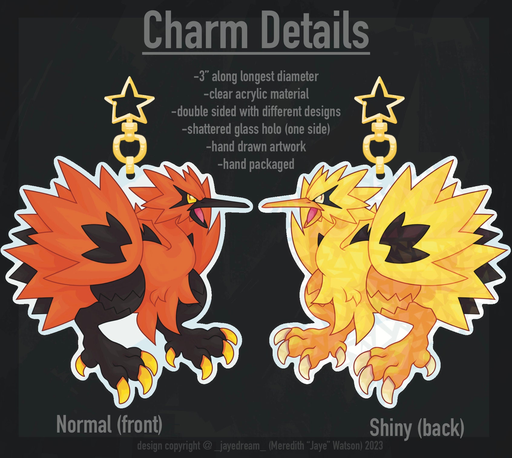 3” Galar Region Legendary Bird Pokémon Acrylic Keychain Charms ...