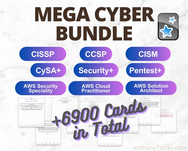 Mega Cyber Bundle Anki Flashcards | CISSP, Comptia, Aws, ISACA, Master ...