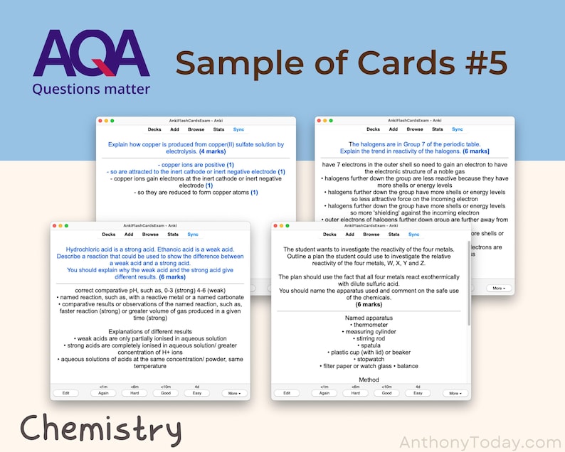 A Level Chemistry AQA Flashcards | Anki Study Tool for AQA Exam Prep ...