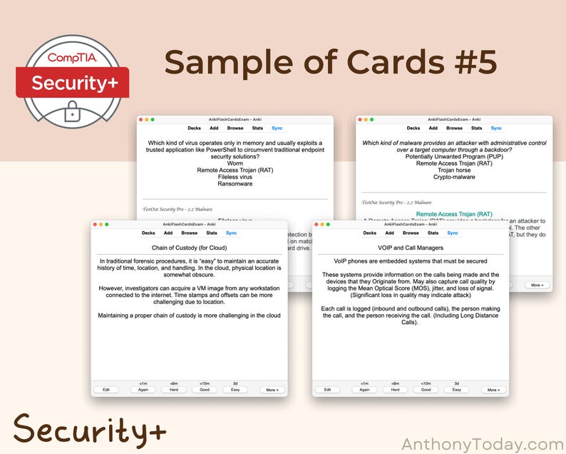 Comptia Security+ V7 SY0-701 Exam Prep: Anki Flashcards Exam Questions ...