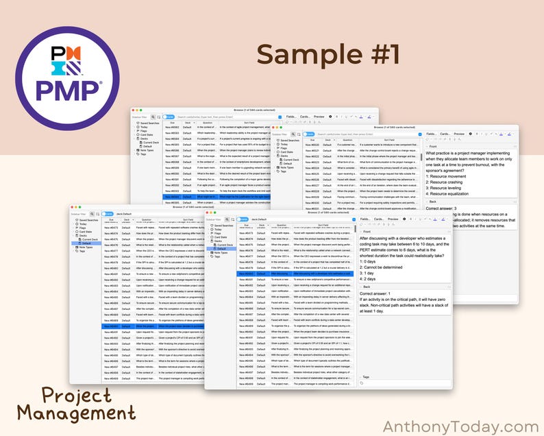 PMI PMP Exam Prep Anki Flashcards | Project Management Study Cards ...