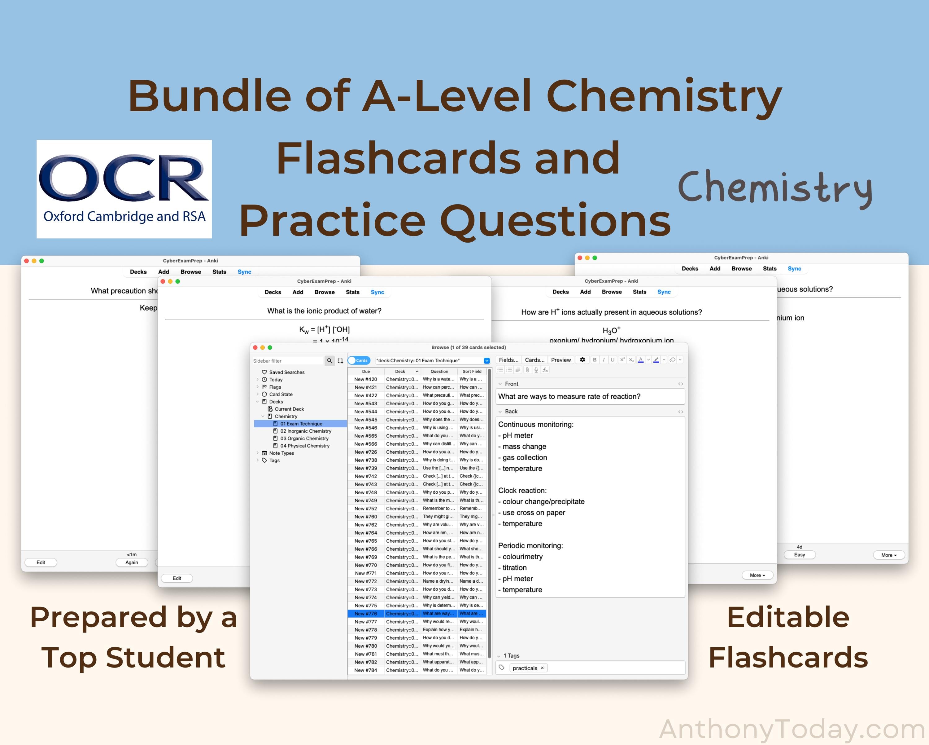 A Level Chemistry OCR Anki Flashcards | Ultimate OCR A Chemistry Study ...