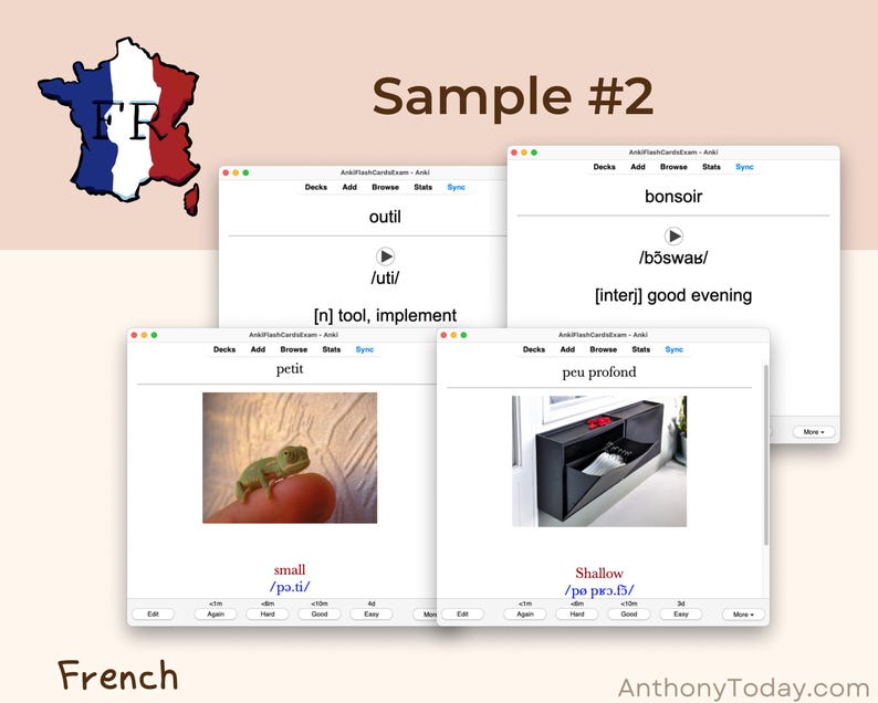 French Anki Flashcards: Audio-enhanced Vocabulary Study Cards Audio ...