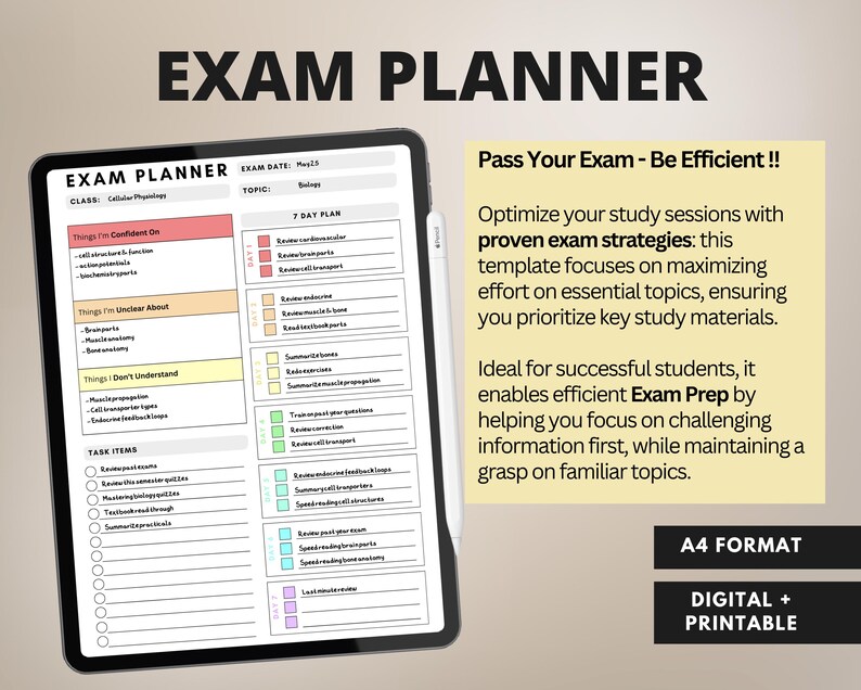 Cyber Exam Prep Planner: Digital Timetable for iPad (digital Download ...