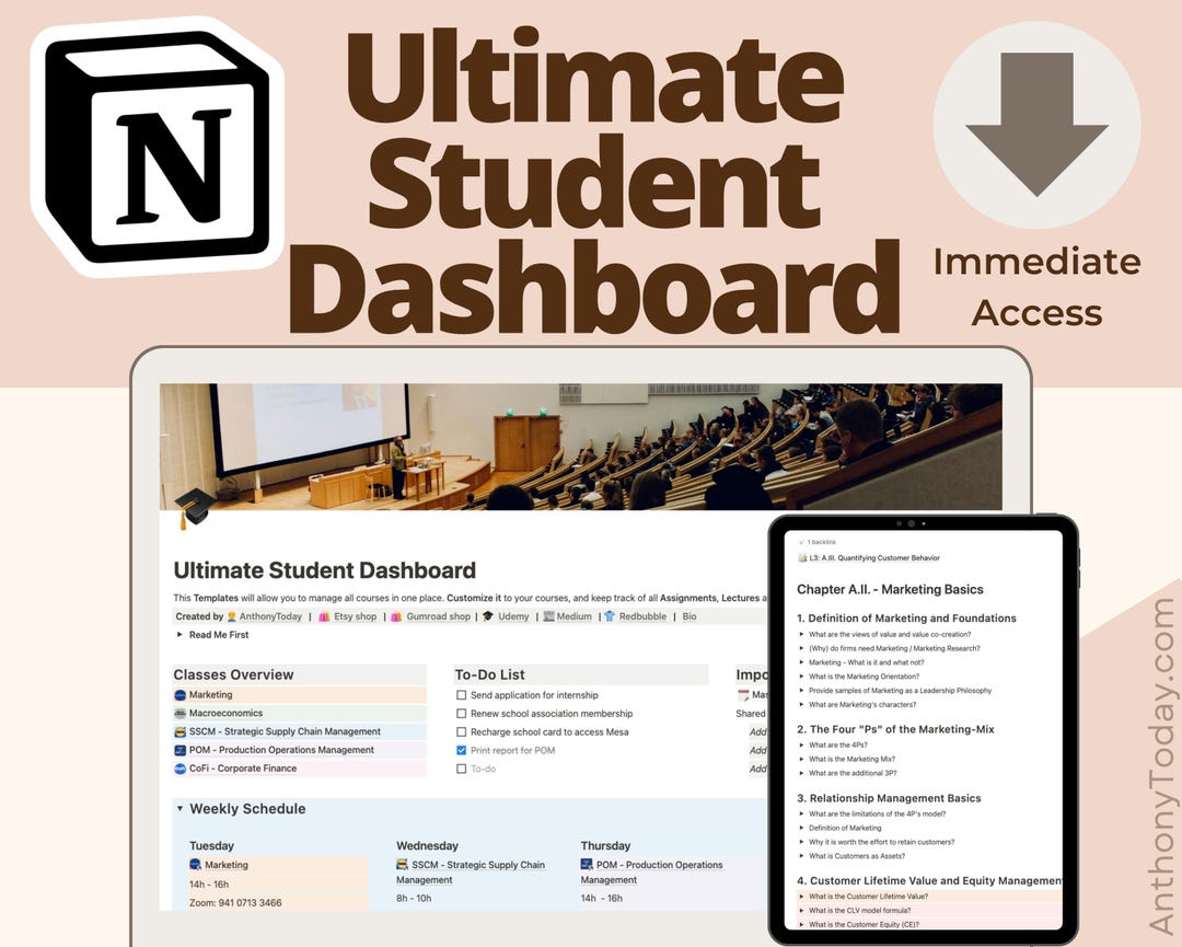 Ultimate Notion Student Dashboard | Organize Your Studies, Track Tasks ...