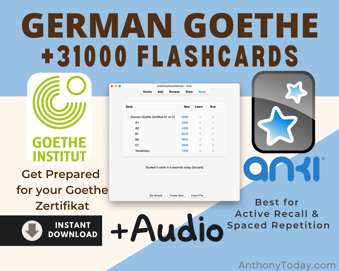 German Goethe Zertifikate Ultimate Guide Anki Flashcards | Audio ...