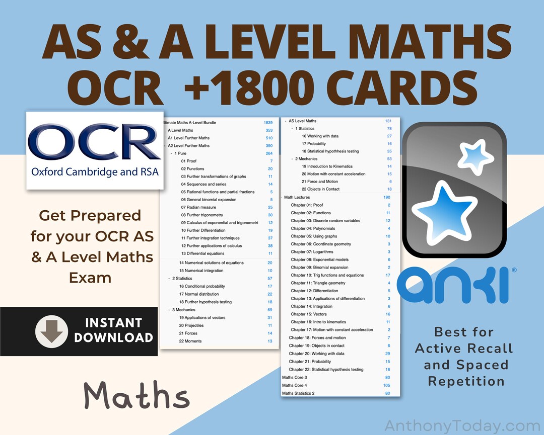 A Level Math OCR Flashcards | Anki Study Cards for OCR Exam Prep ...