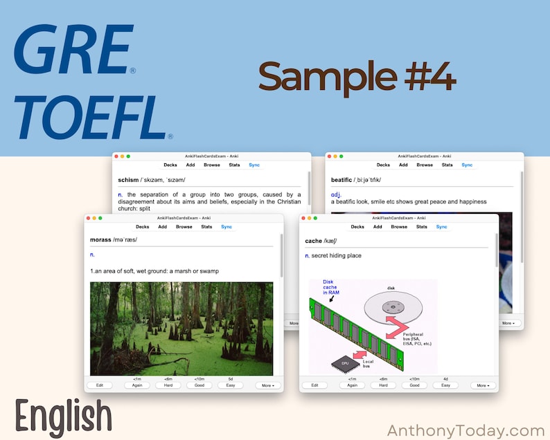 GRE & TOEFL Vocabulary Anki Flashcards: Digital Study Cards (digital Download) - Etsy