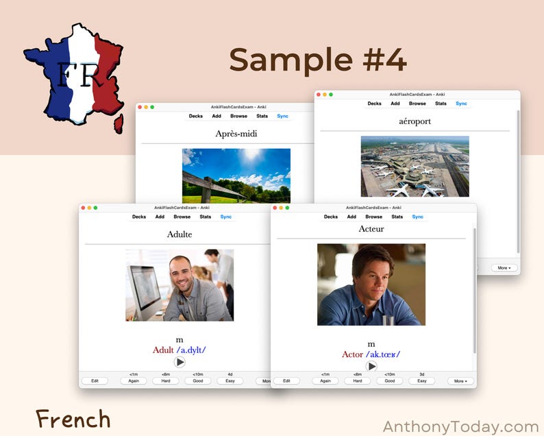 French Anki Flashcards: Audio-enhanced Vocabulary Study Cards Audio ...