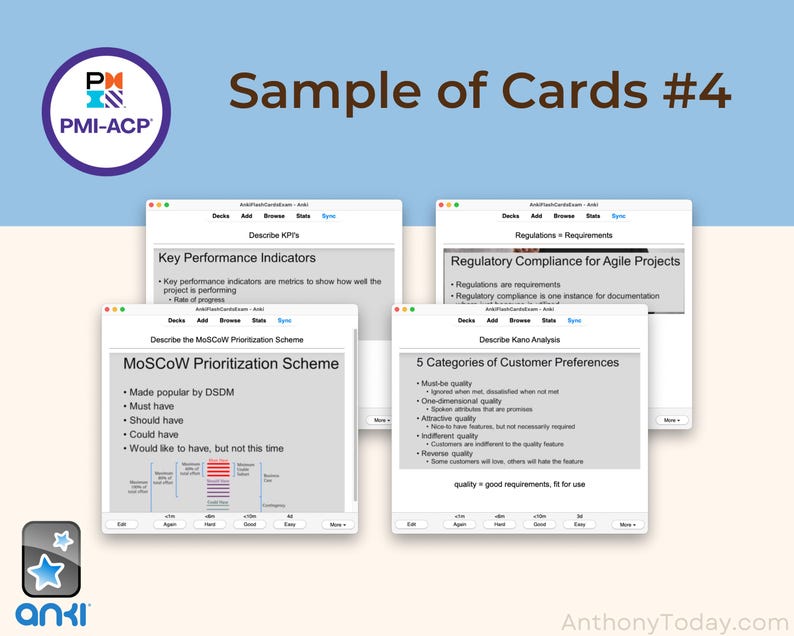 PMI ACP Exam Prep Anki Flashcards | Agile Certified Practitioner Study Guide | Master Agile ...
