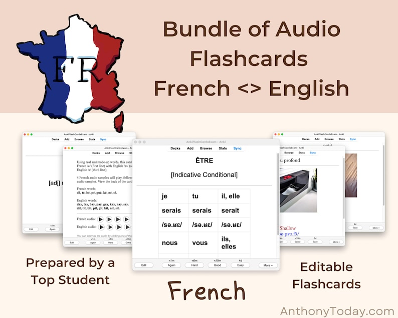 French Anki Flashcards With Audio | Vocabulary Study Cards Illustrated ...