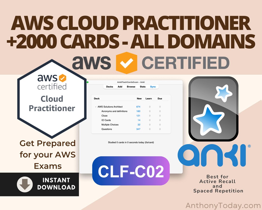 AWS Cloud Practitioner Flashcards Anki | CLF-C02 Exam Prep Questions (digital Download) - Etsy