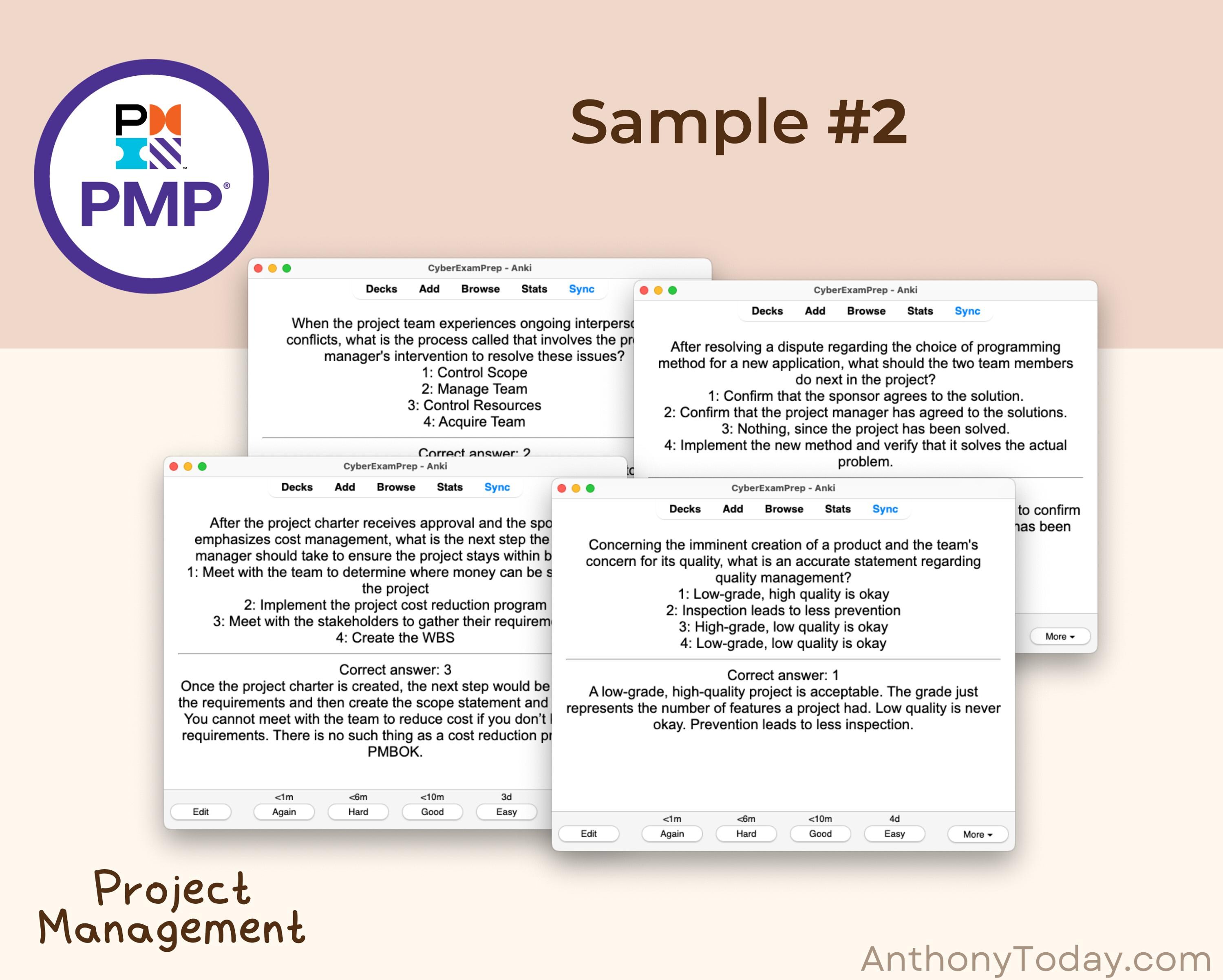 PMI PMP Exam Prep Anki Flashcards | Project Management Study Cards ...