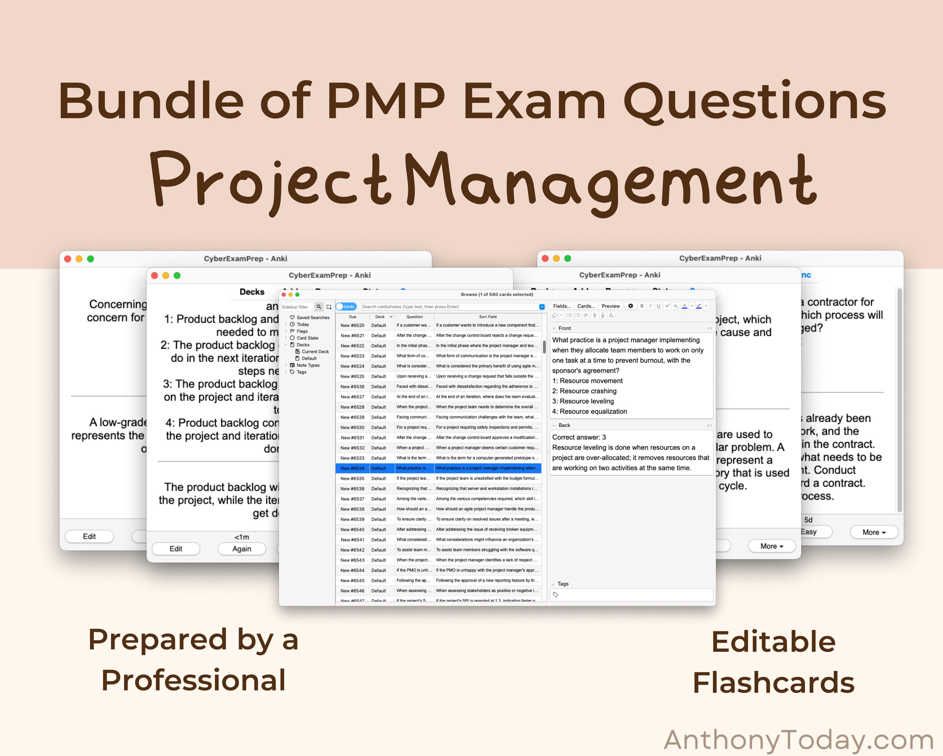 PMI PMP Exam Prep Anki Flashcards | Project Management Study Cards ...