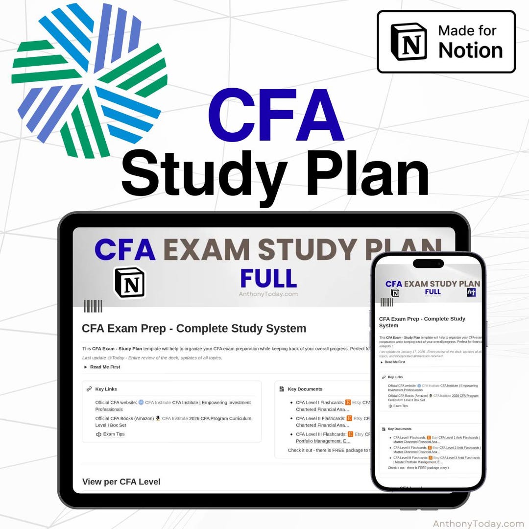 CFA Exam Study Plan | Notion Template (immediate Access) - Etsy