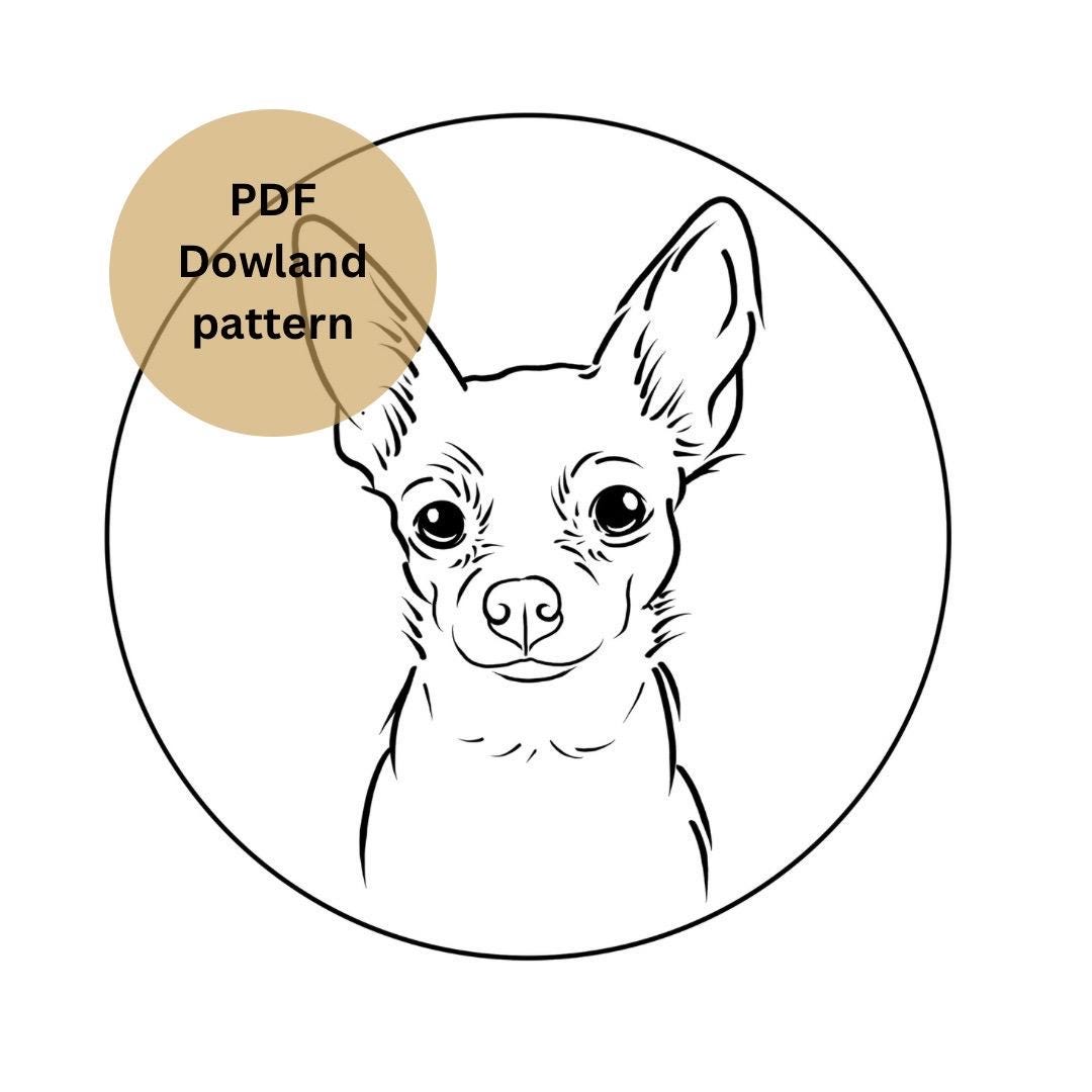 Custom Chihuahua Embroidery Pattern, Pet Portrait PDF for a Size 6" - 8 ...