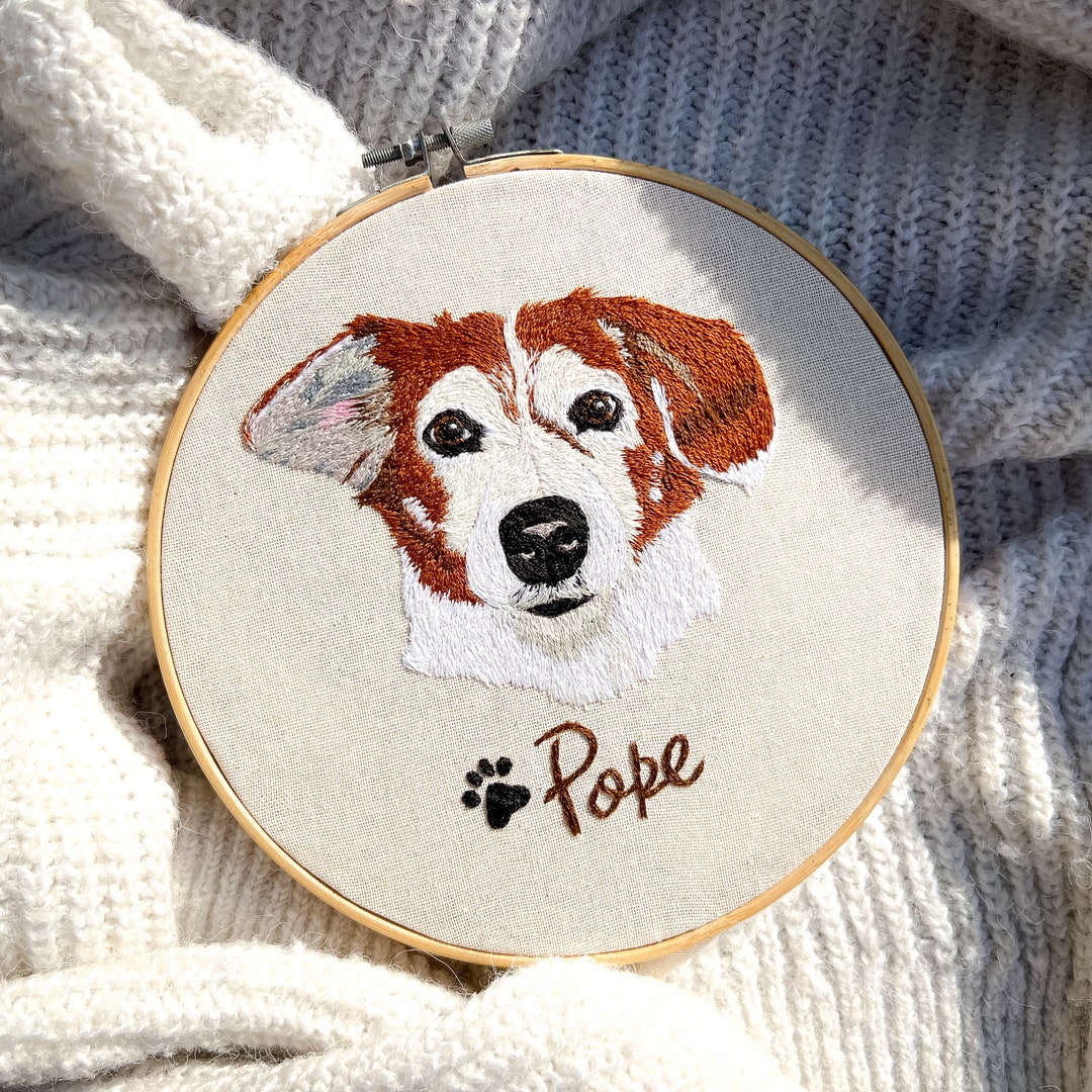 Customized Embroidery Pet Portrait, Mom and Daughter Portrait Gift ...