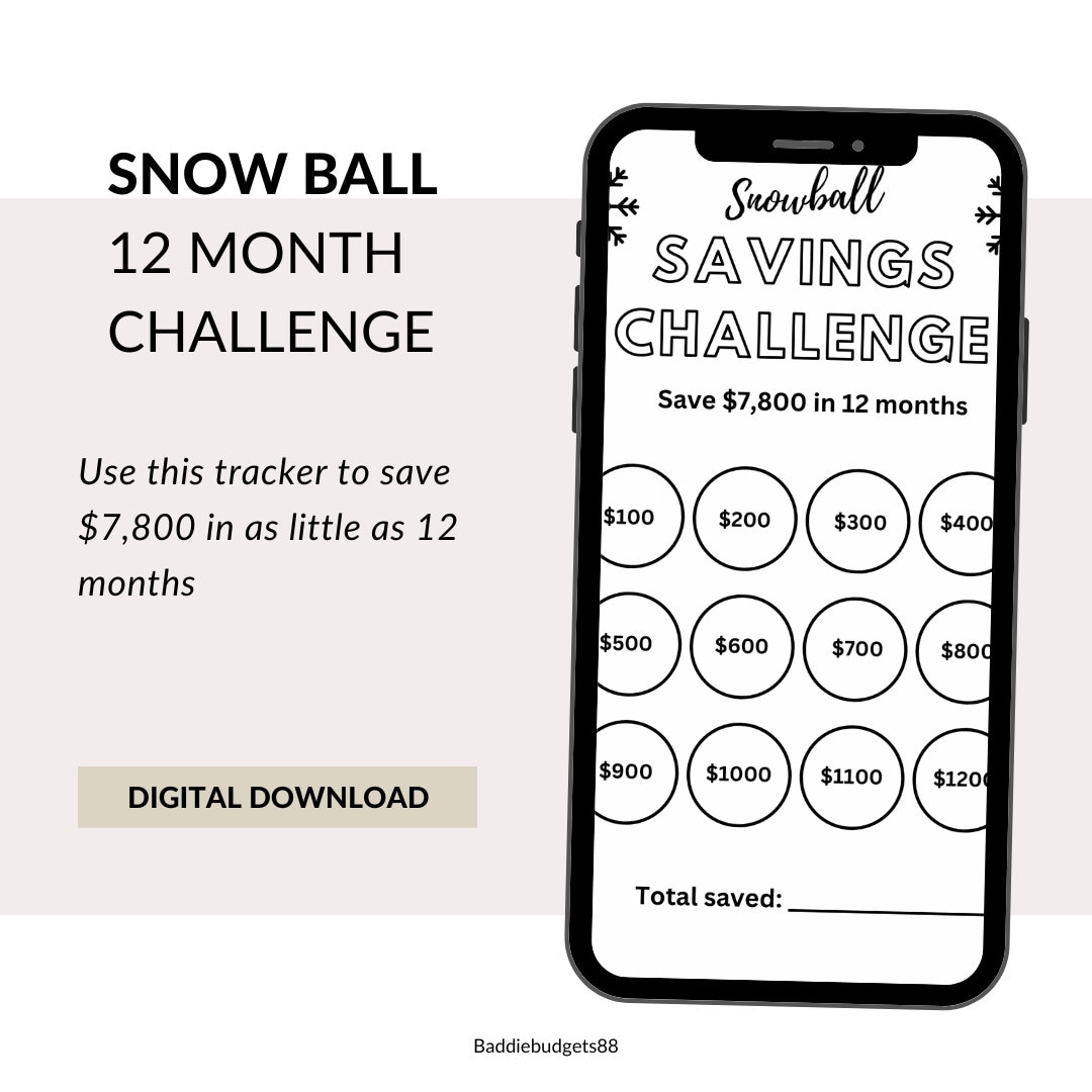 12 Months Snowball Savings Challenge - Etsy