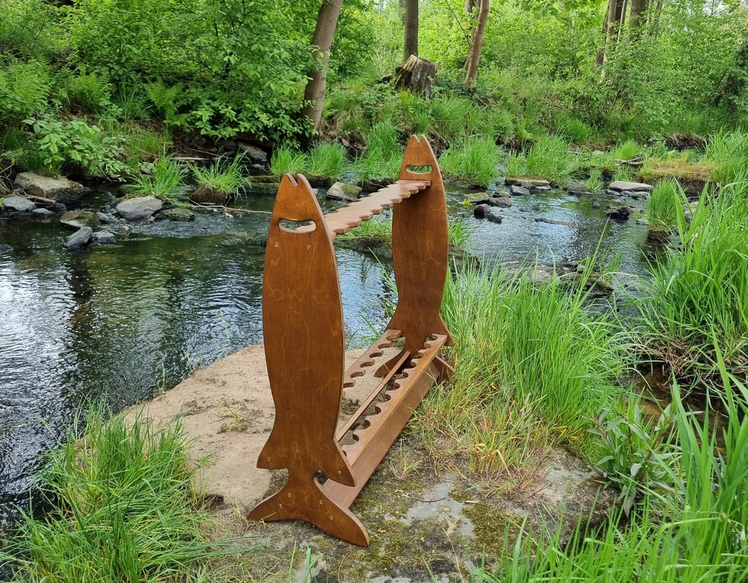 Fishing Rod Stand, 21 Poles, Fishing Rod Floor Rack, Gift for Fisherman ...