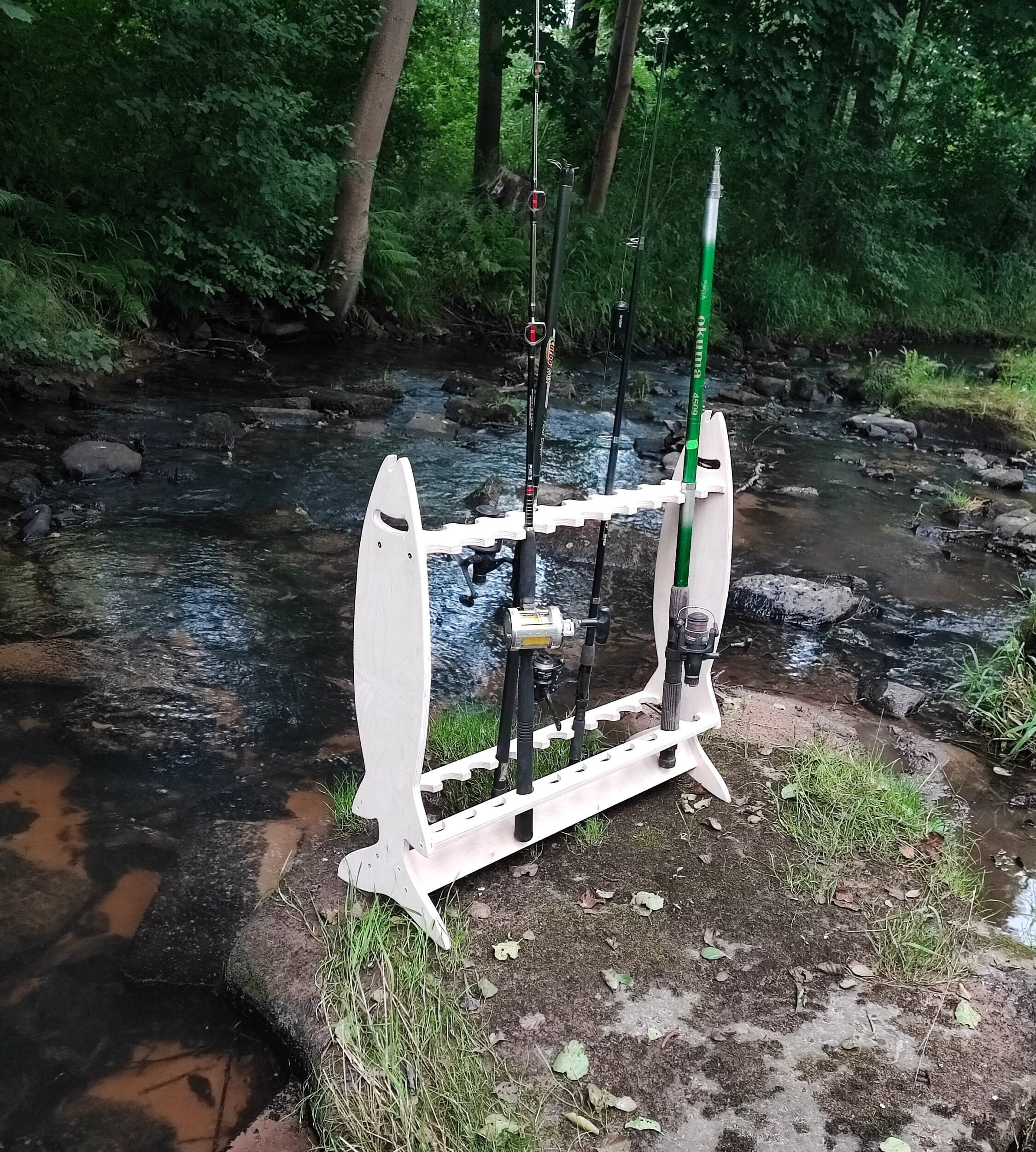 Fishing Rod Stand, 21 Poles, Fishing Rod Floor Rack, Gift for Fisherman ...