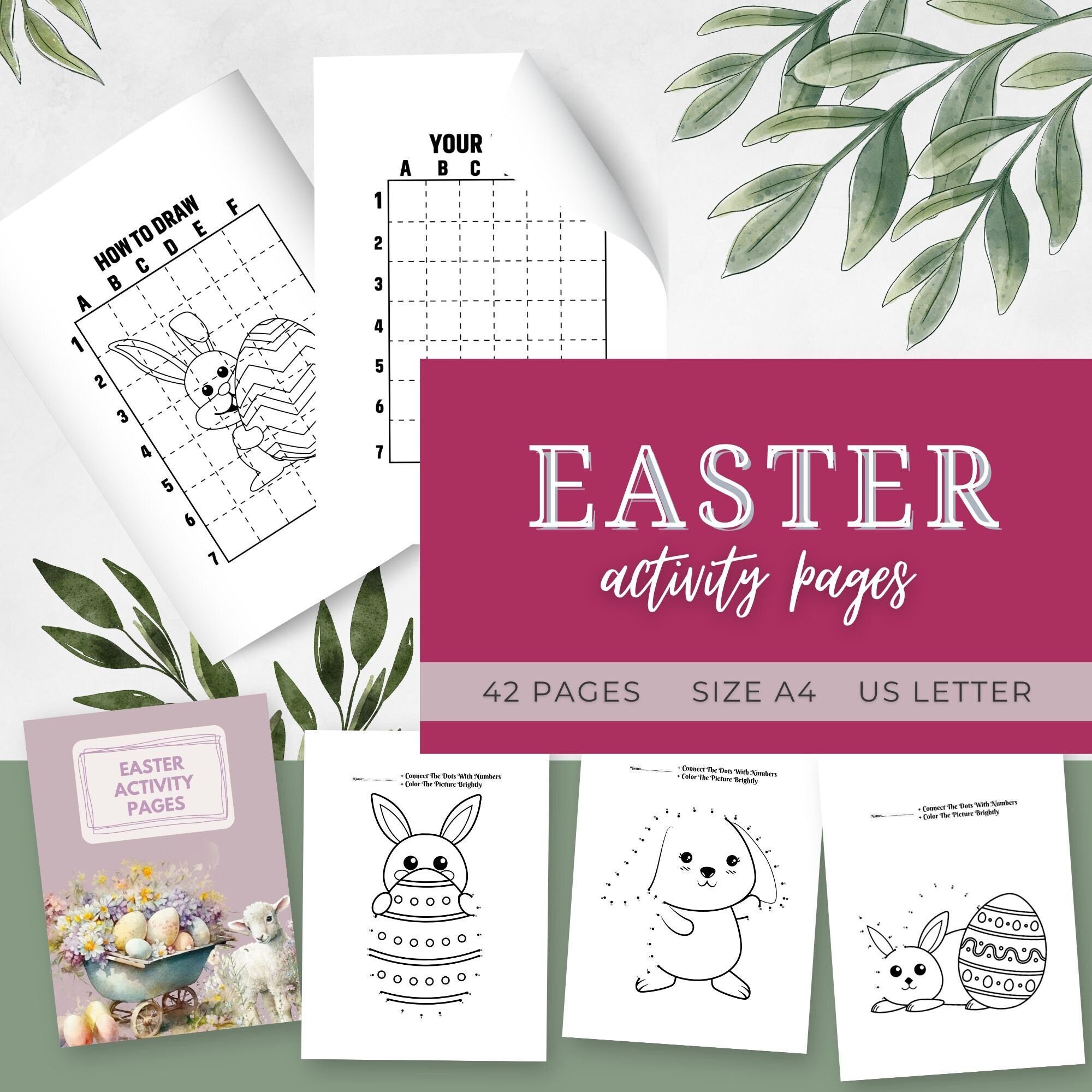 Easter Activity Pages for Kids Easter Bunny Easter Eggs Easter Coloring ...