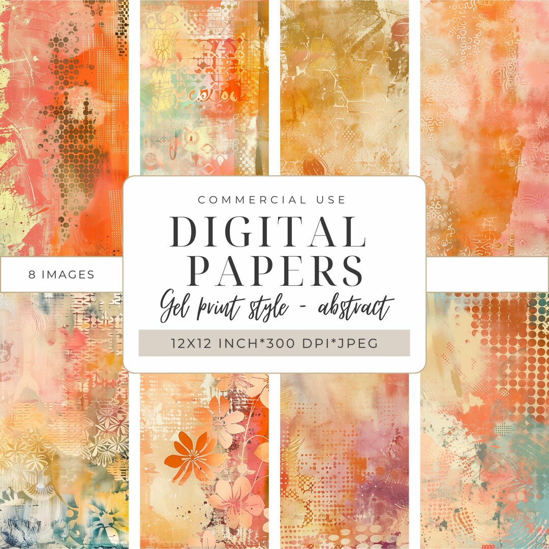 Gel Print Style Digital Papers I Printable Scrapbooking Paper | DIY ...