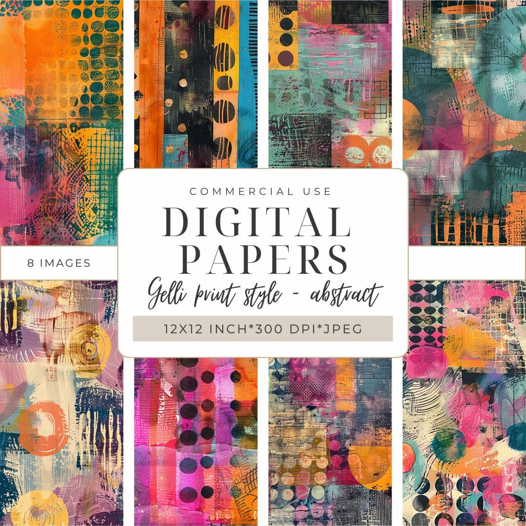 Gelli Print Style Digital Papers I Printable Scrapbooking Paper | DIY ...