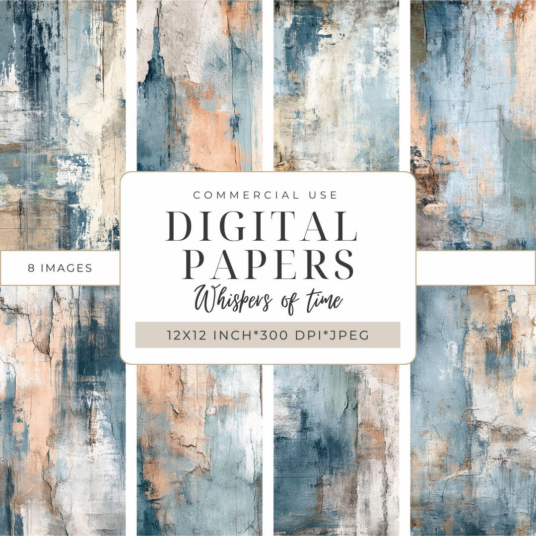 Rustic Blue Patina Digital Paper: Grunge Texture, Scrapbook Backgrounds ...