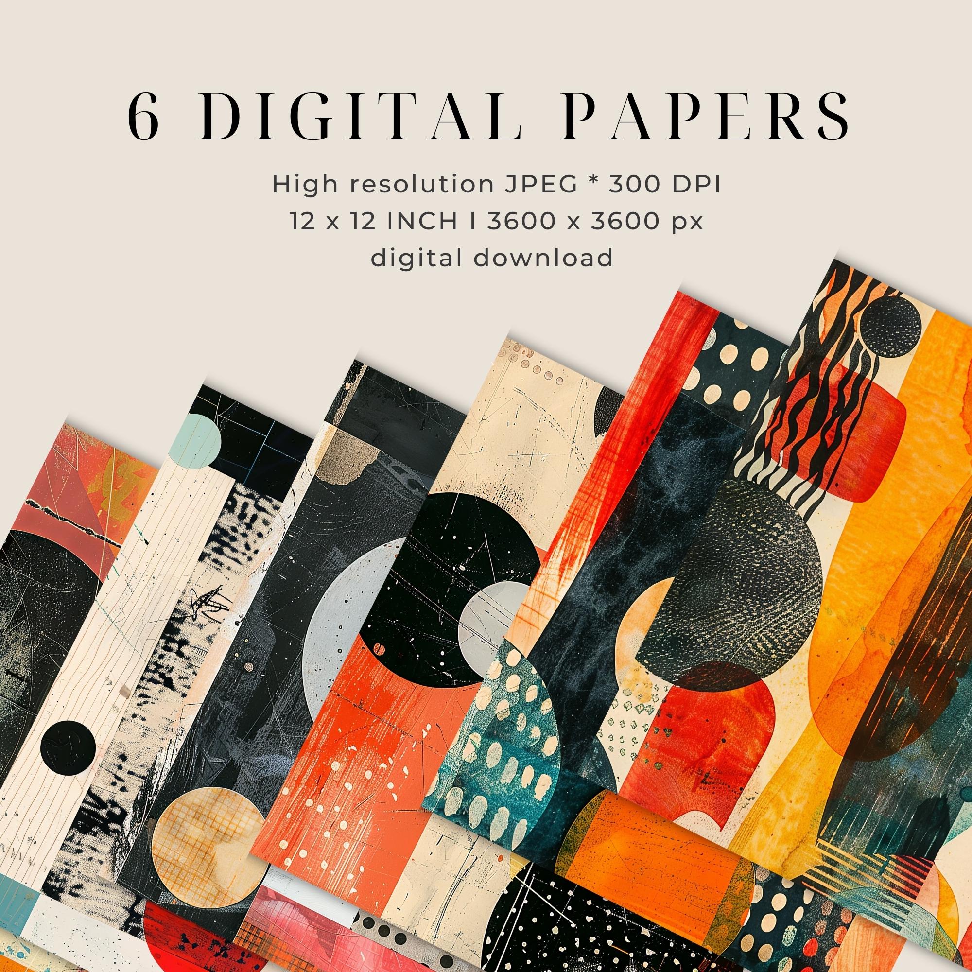 Digital Papers Pack | Abstract Shapes I Grunge I Printable Scrapbooking ...