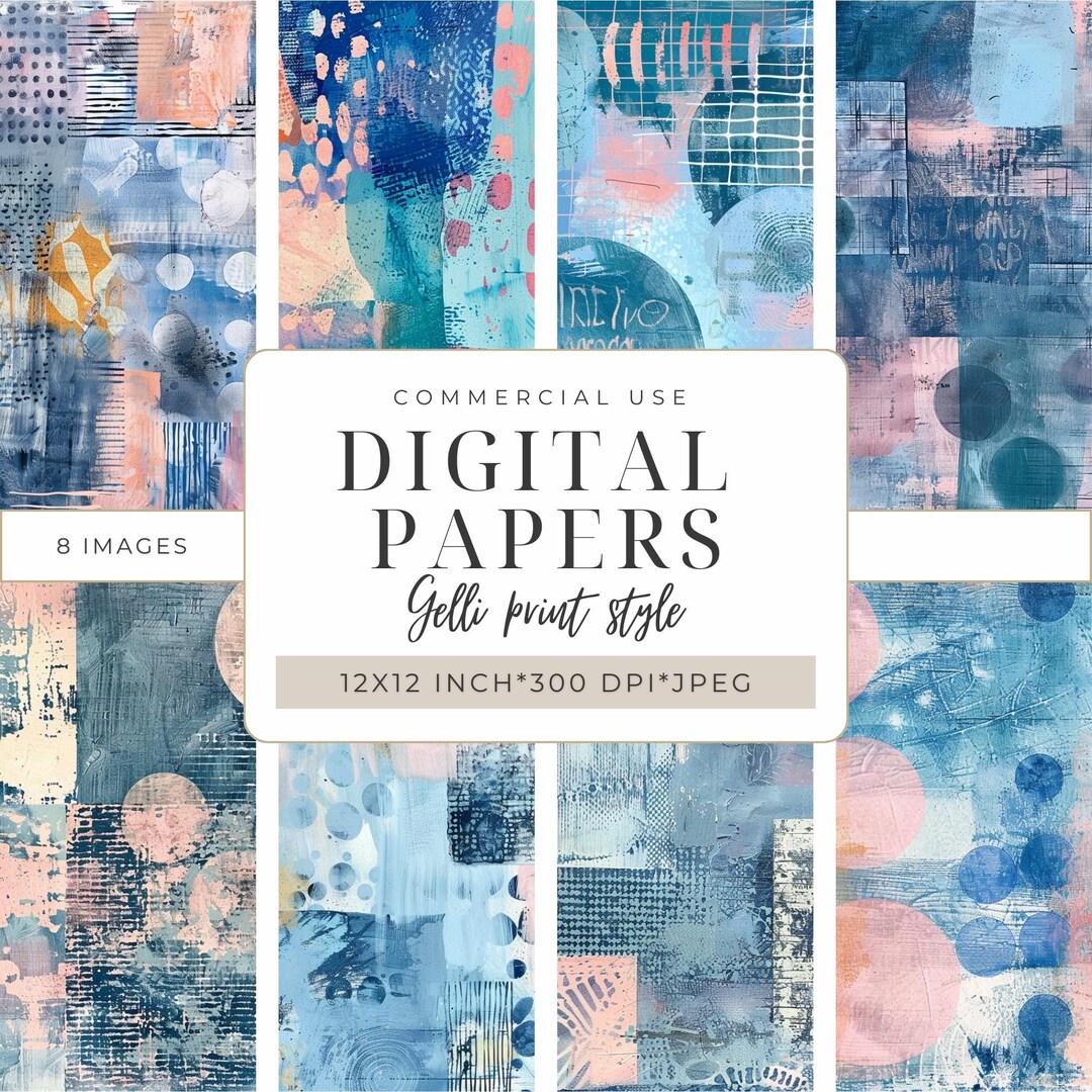 Gelli Print Style Digital Papers I Printable Scrapbooking Paper | DIY ...