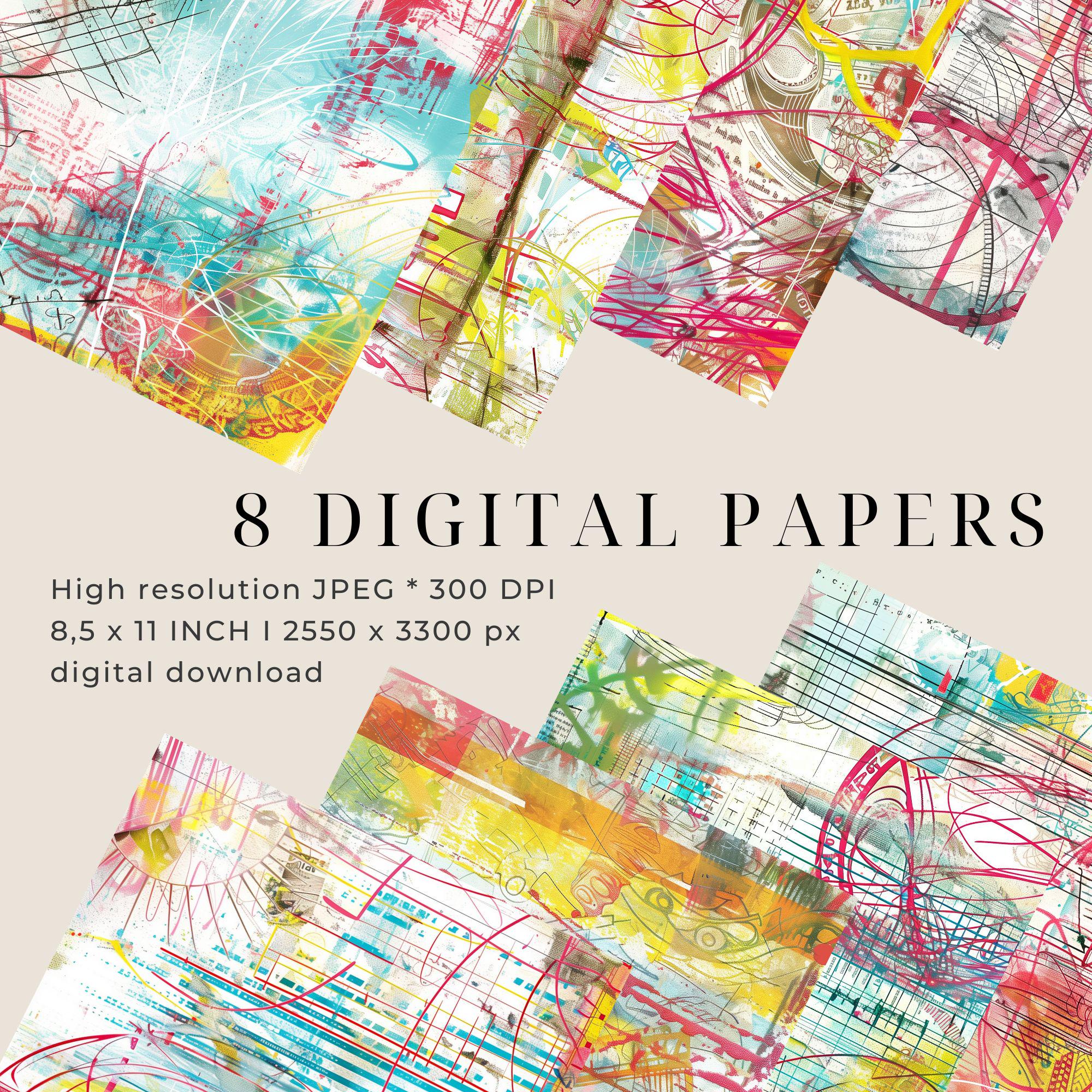 Scribble Pop Digital Papers I Abstract Neon Journal Backgrounds for ...