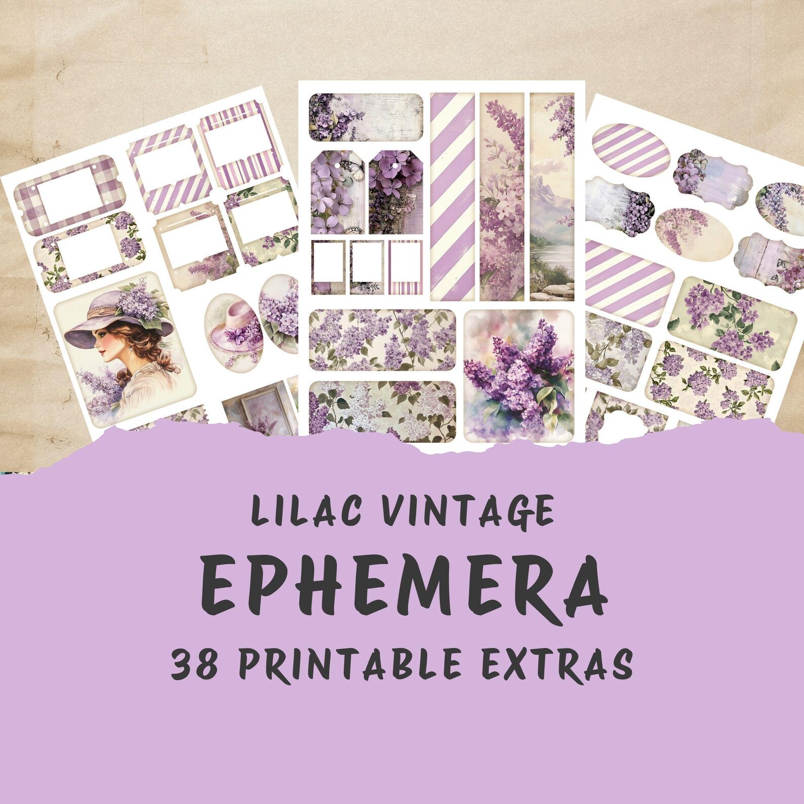 Lilac Vintage Junk Journal Mega Kit 145 Piece I Printable Journal ...