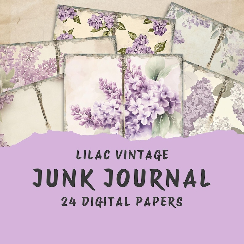 Lilac Vintage Junk Journal Mega Kit 145 Piece I Printable Journal ...