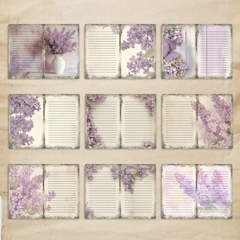Lilac Vintage Junk Journal: Lined Paper Ephemera (digital Download) - Etsy