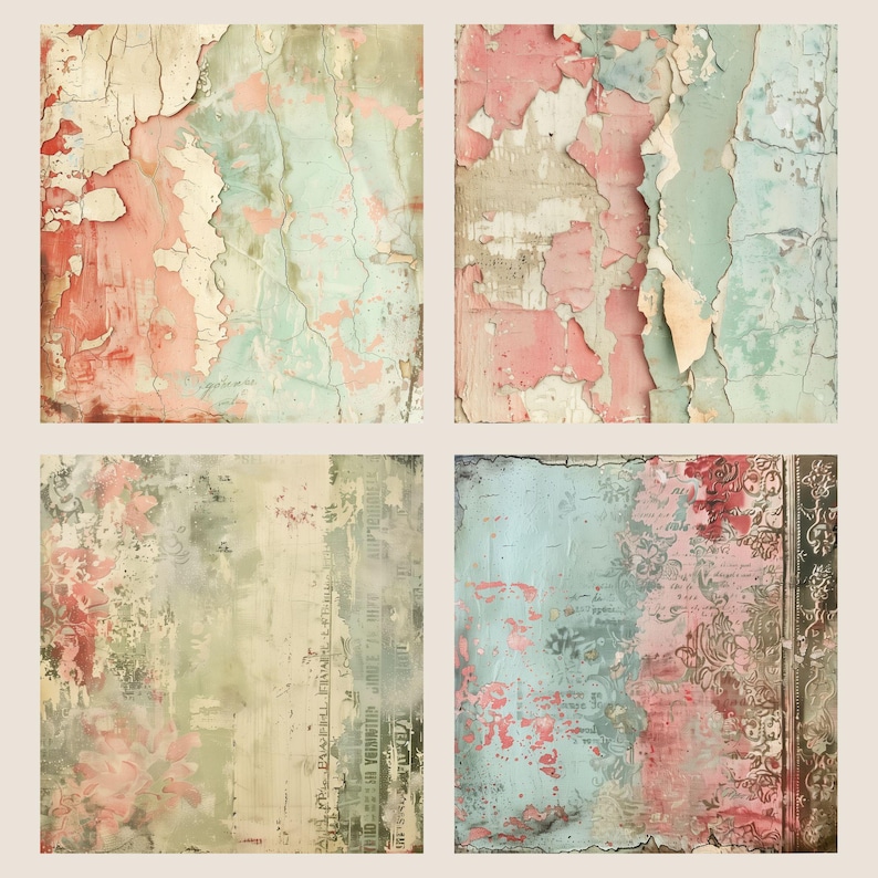 Distressed, Vintage, Grunge, Torn Parchment Paper Style Digital Papers ...