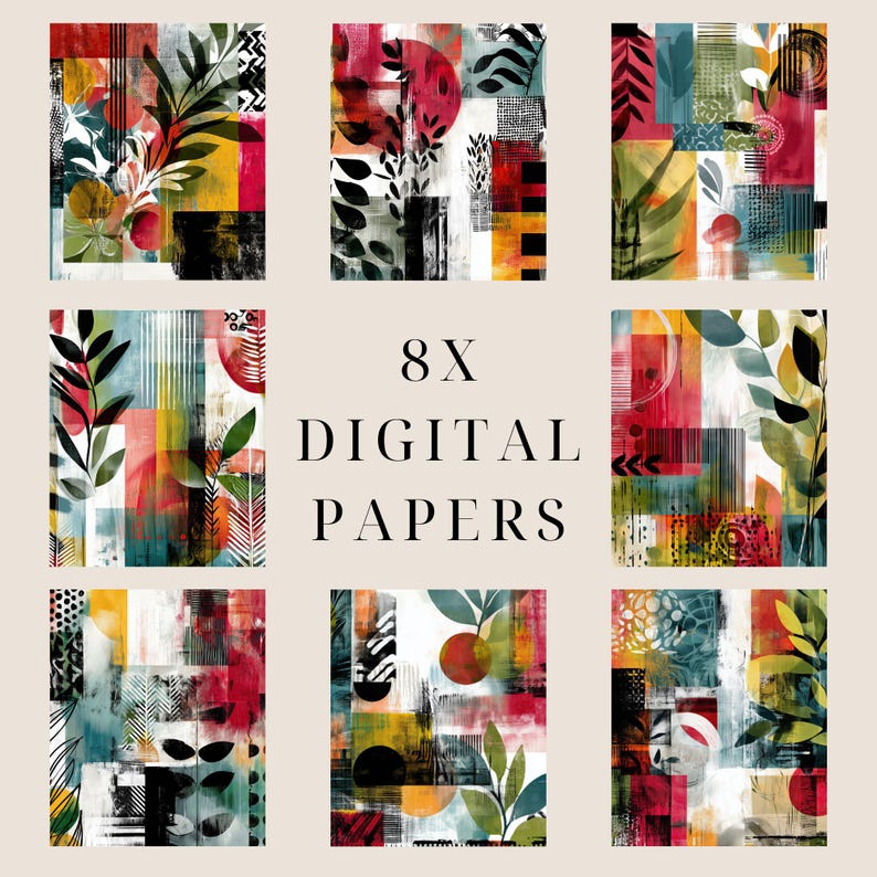 Gel Plate Print Style Digital Papers Pack I Printable Scrapbooking ...