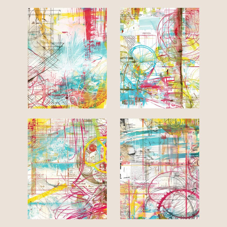 Scribble Pop Digital Papers I Abstract Neon Journal Backgrounds for ...