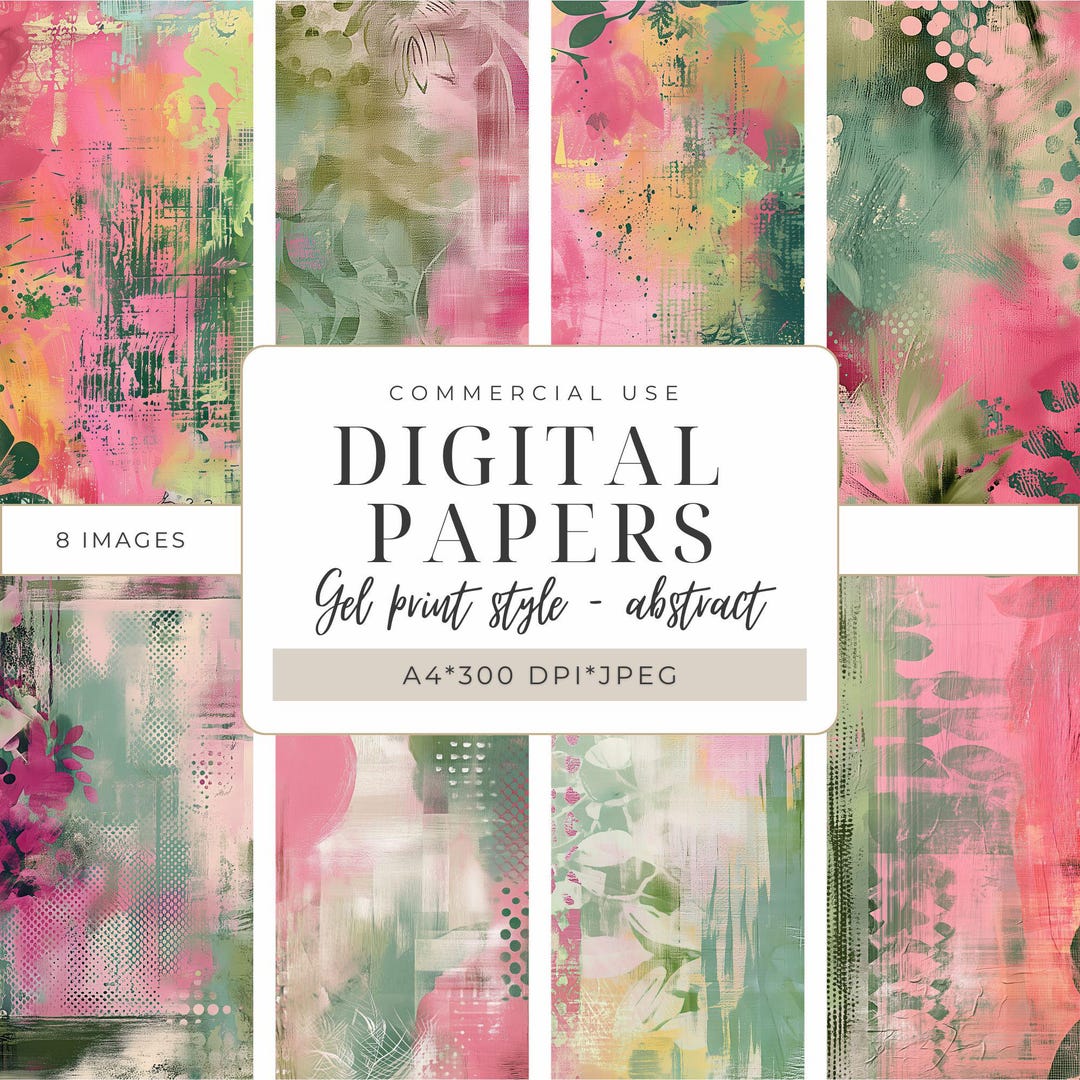 Gel Plate Print Style Digital Papers Pack I Printable Scrapbooking ...