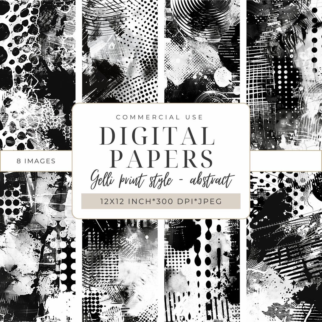 Digital Papers, Gel Print Style for Collage, Mixed Media and DIY Crafts ...