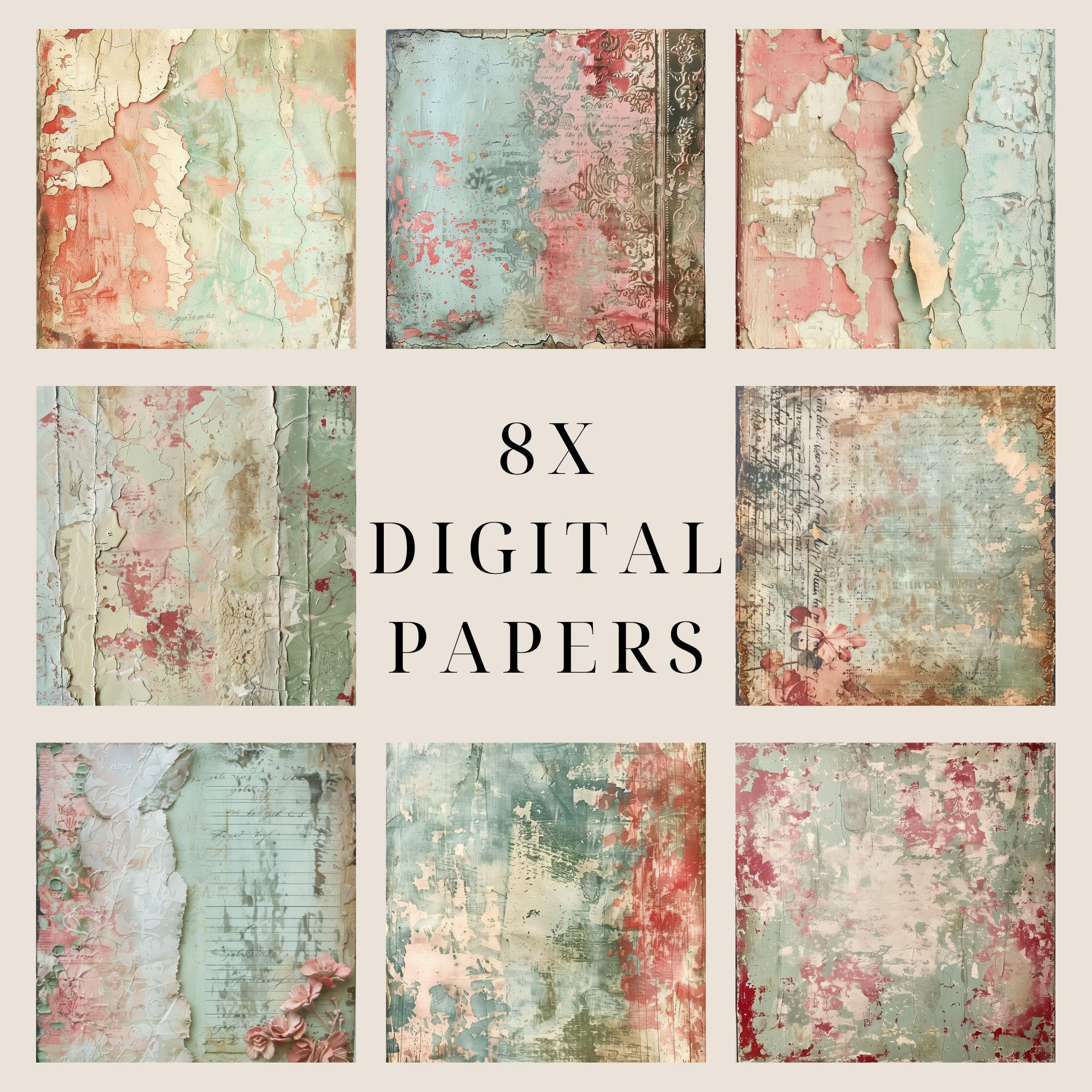 Distressed, Vintage, Grunge, Torn Parchment Paper Style Digital Papers ...